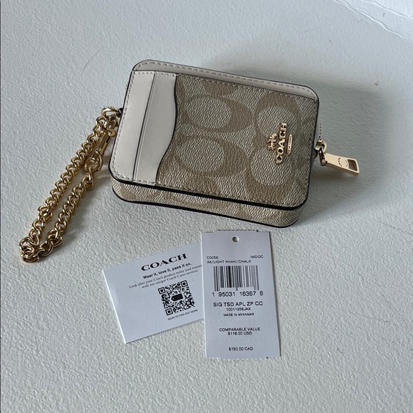 Coach | Bags | Coach Tan And Gold Chain Wallet | Poshmark